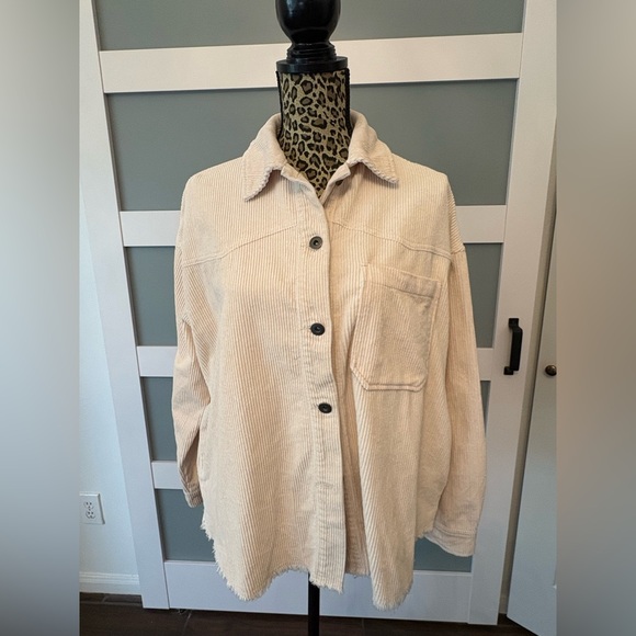 Zara | Jackets & Coats | Zara Cream Corduroy Shacket | Poshmark